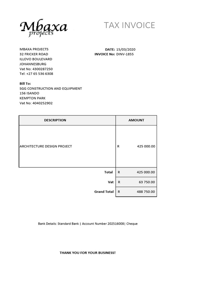 Architecture Design Invoice 2020 | PDF
