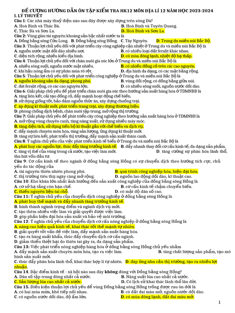 DE-CUONG-DIA-12-HK2 | PDF