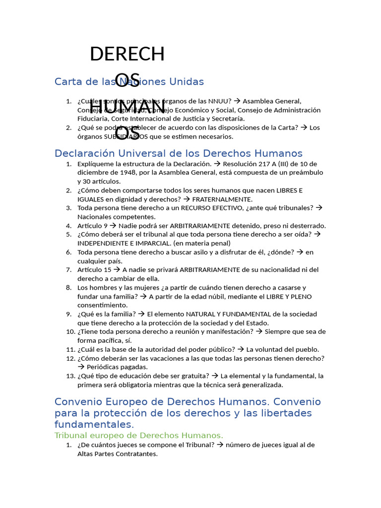 Preguntas DDHH T1 | PDF | Naciones Unidas | Relaciones internacionales