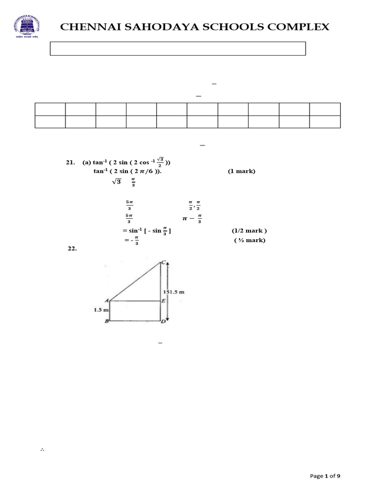 Ms-Mathematics-12-Common Exam - Set1 | PDF | Elementary Geometry | Euclidean Geometry