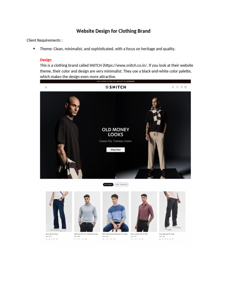 Website Design for Clothing Brand | PDF