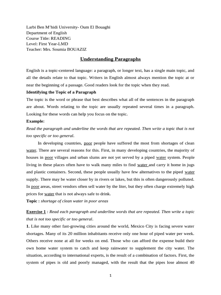 Understanding Paragraphs | PDF | Water Pollution | Water