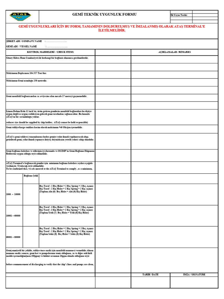 ATAS VESSEL TECHNICAL APPROVAL FORM | PDF