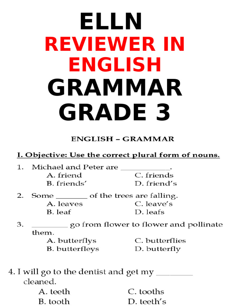 Elln English Grammar Reviewer Grade 3 | PDF
