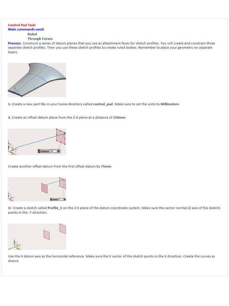 NX_Exercicios_Surface | PDF | Line (Geometry) | Coordinate System