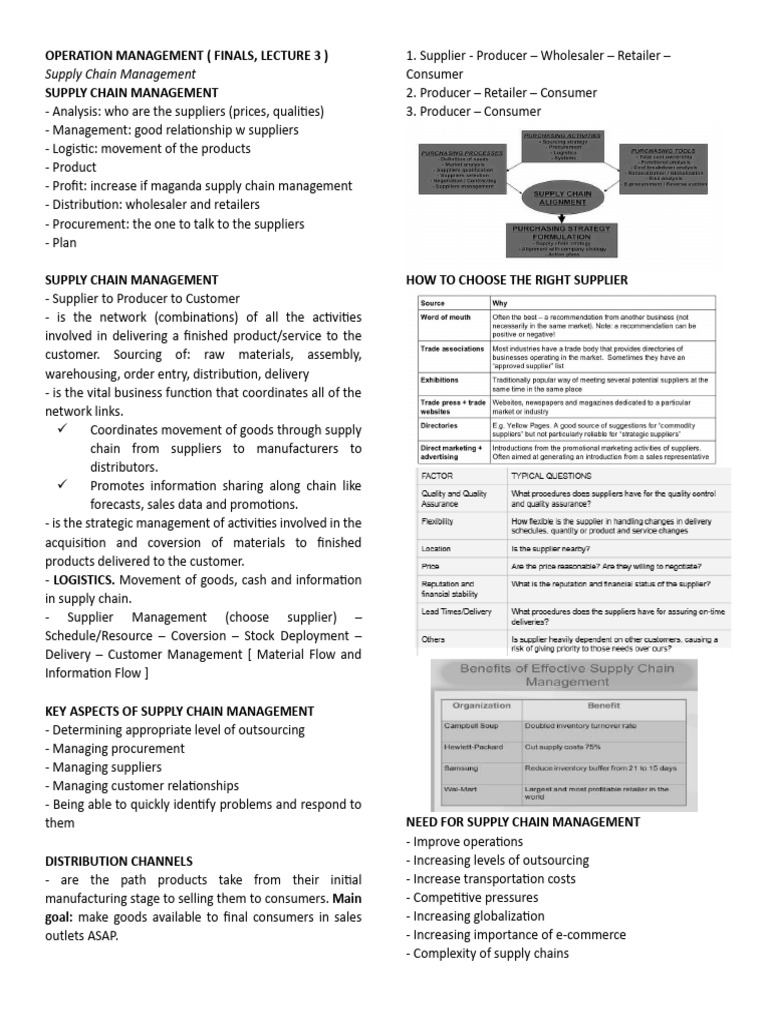 Operation Management Lec 3 | PDF | Supply Chain Management | Supply Chain
