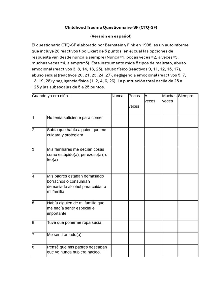 Childhood Trauma Questionnaire | PDF