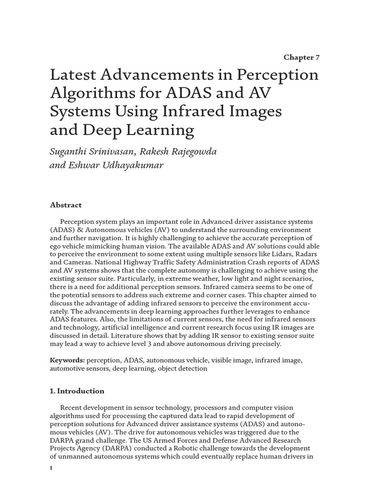 Latest Advancements in Perception Algorithms For ADAS and AV Systems ...