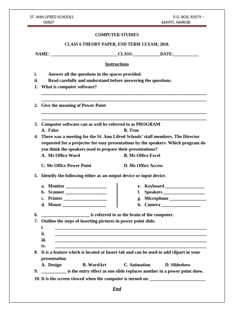 Class 6 | PDF | Computer Hardware | Computer Engineering