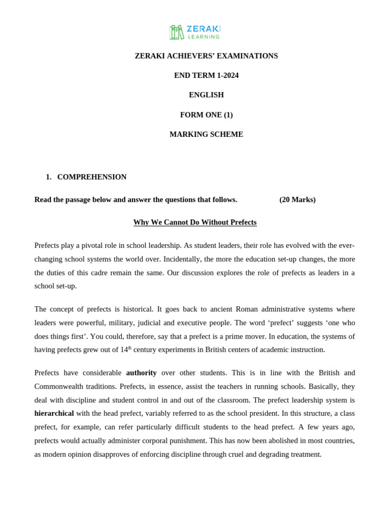 English - English - Marking Scheme | PDF | Noun | Linguistics
