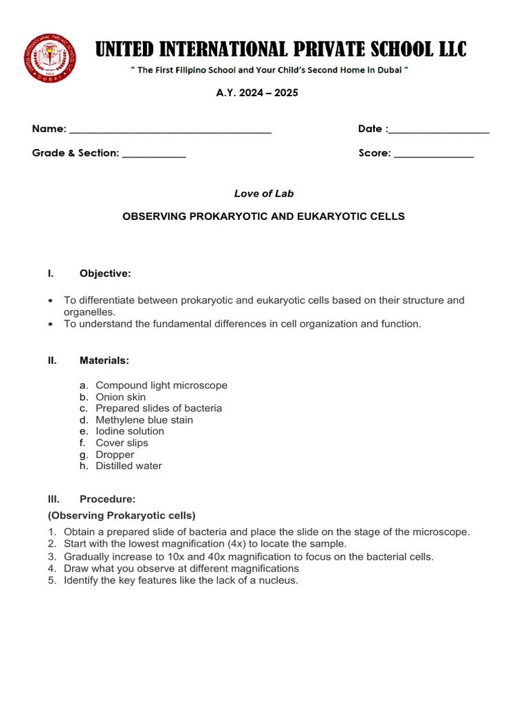 Love of Lab Eukaryotic and Prokaryotic | PDF | Cell (Biology) | Prokaryote