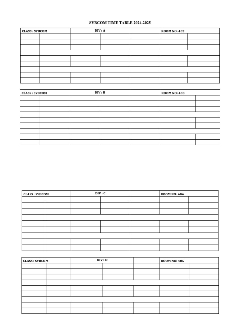 SY BCom Exam Time Table 2024-2025 | PDF