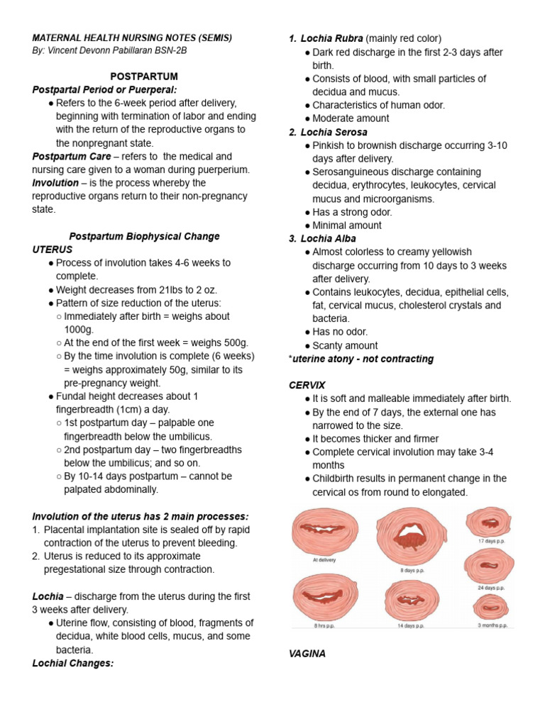 Mcn Ncm107 Notes Semis 1 4 | PDF | Postpartum Period | Childbirth