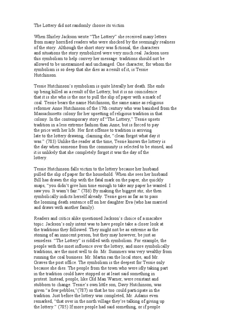 The Price of Tradition: How Tessie Hutchinson Bears the Deepest ...