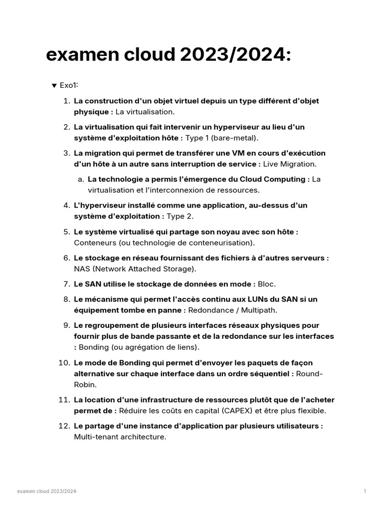 Examen Cloud Computing 2023/2024 | PDF | Cloud computing | Service ...
