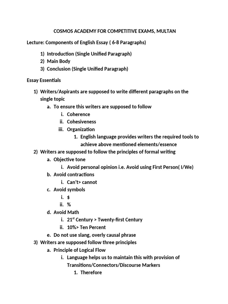 Components of English Essay Introduction | PDF | Essays | Logic
