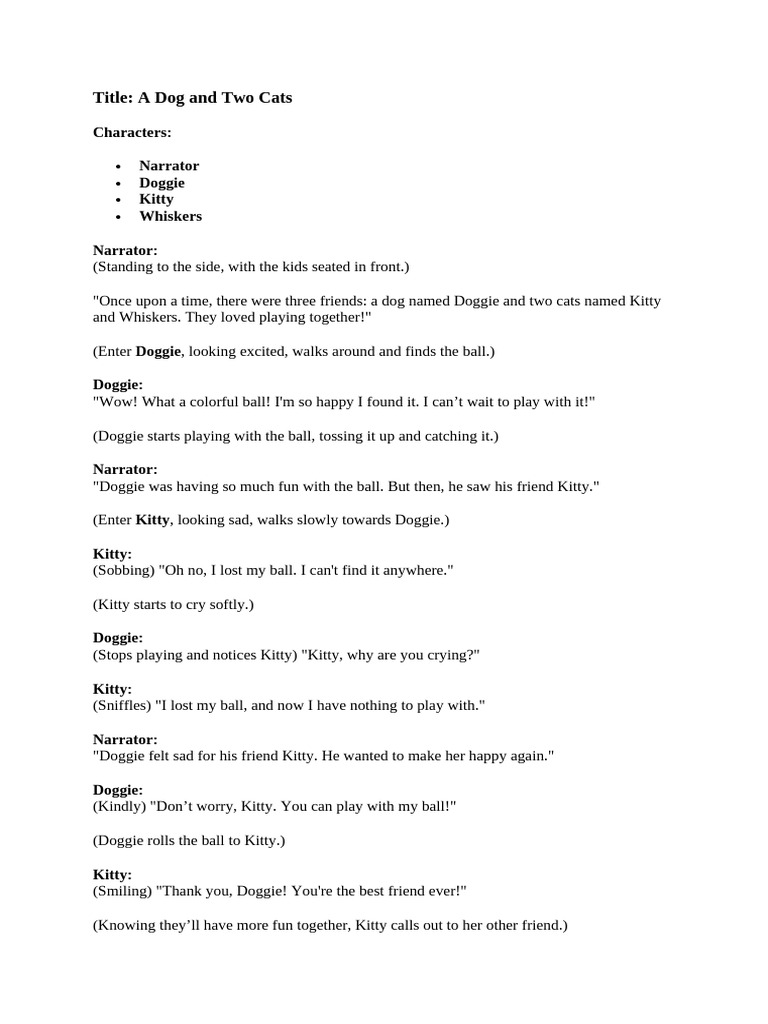 A DOG AND A CAT SCRIPT | PDF
