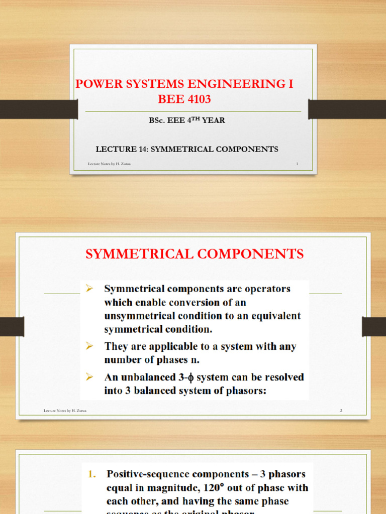 BEE 4223 Lecture 2-5 - Symmetrical Components | PDF | Physical Quantities | Electrical Engineering
