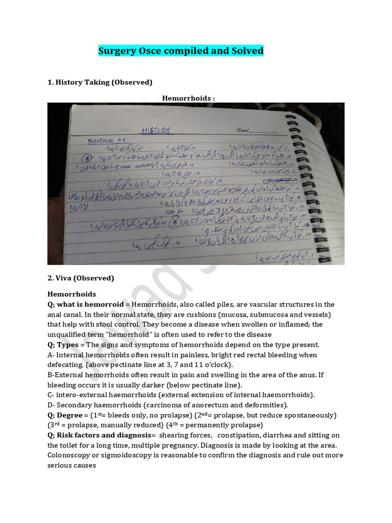 Surgery Osces Compiled and Solved1 | PDF | Hemorrhoid | Medical Specialties