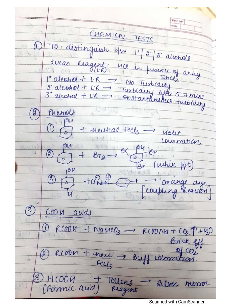 Chemical Tests Organic Chemistry 12 | PDF