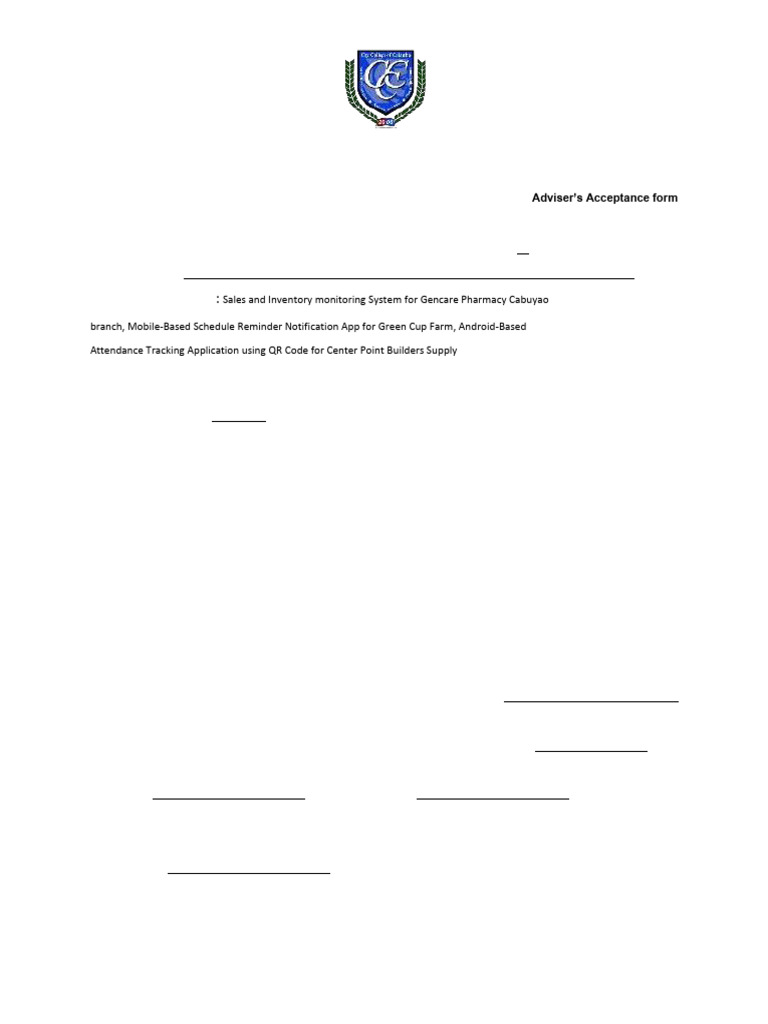 Research Adviser Acceptance Form | PDF