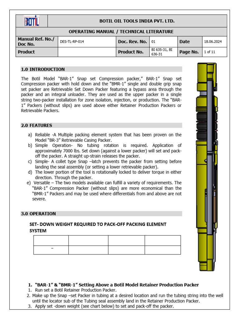 014-BI 635-31636-31 BAR-1 SNAP SET COMPRESSION PACKER_2024 | PDF ...
