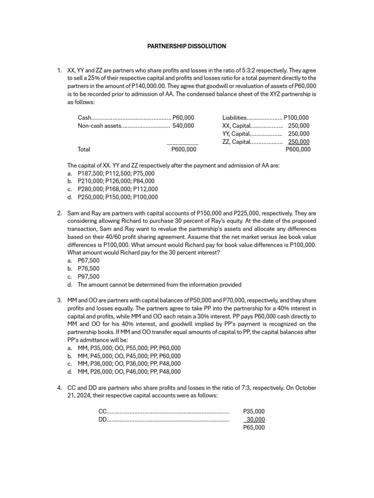Partnership Dissolution Activity | PDF | Book Value | Goodwill (Accounting)