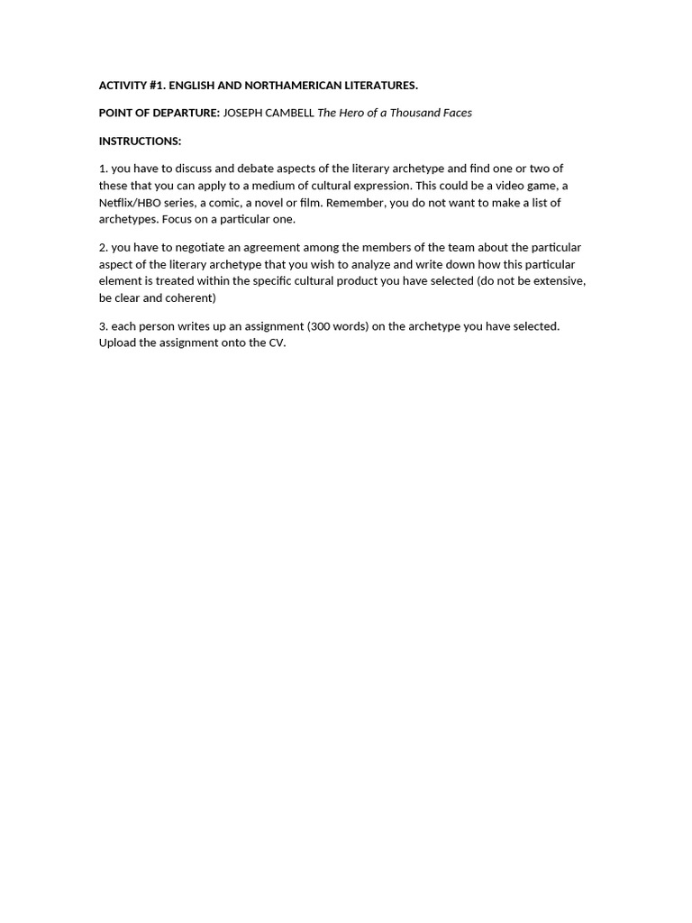 The Archetype Class Activity | PDF