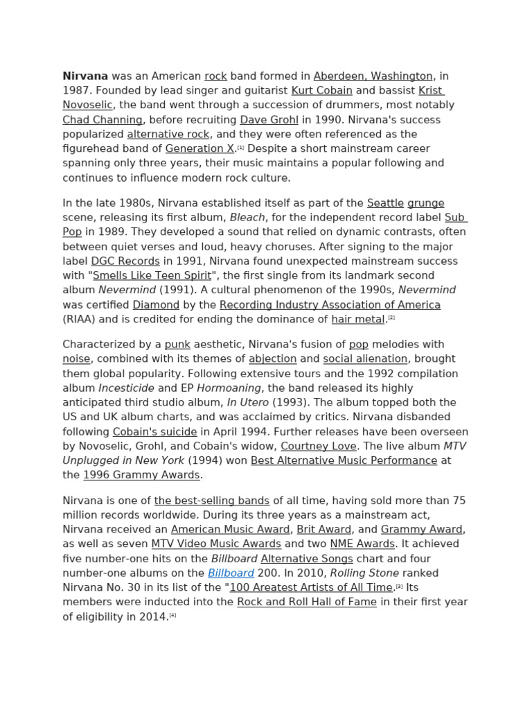 nirvana | PDF | Nirvana (Band) | Kurt Cobain