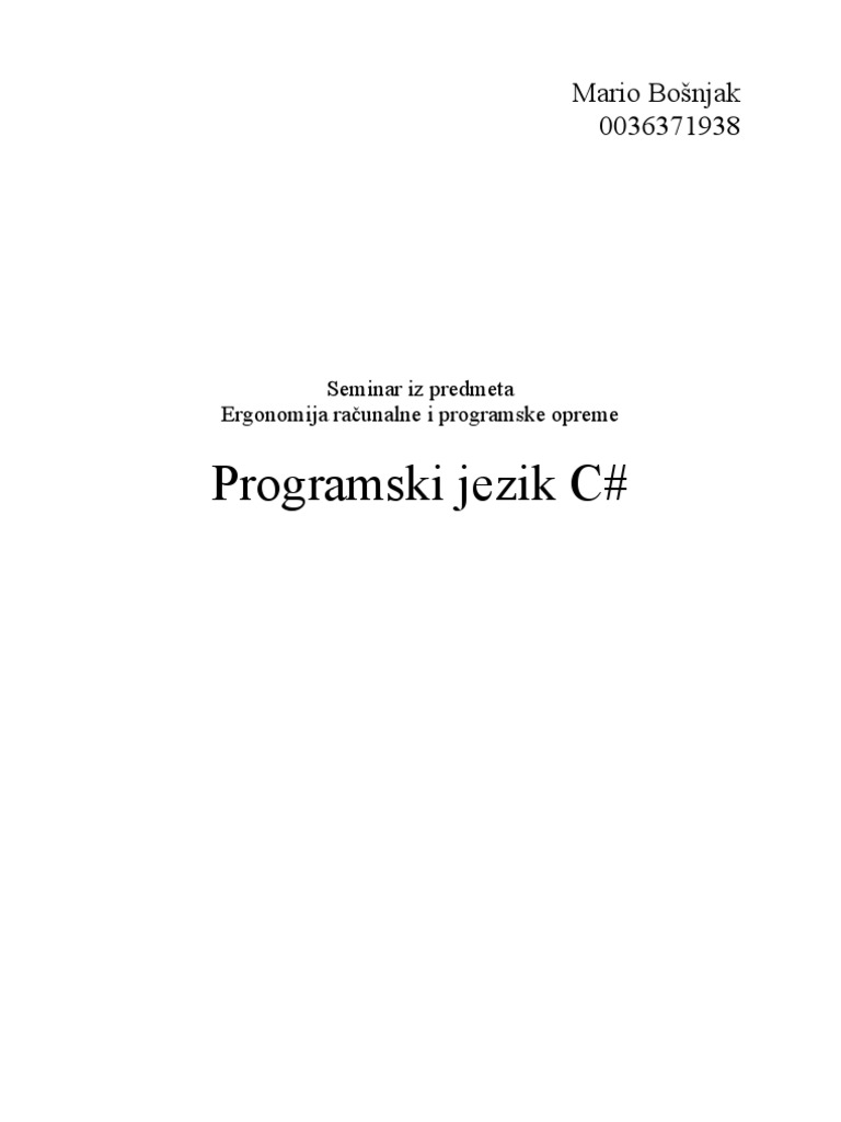Programski Jezik CSharp | PDF