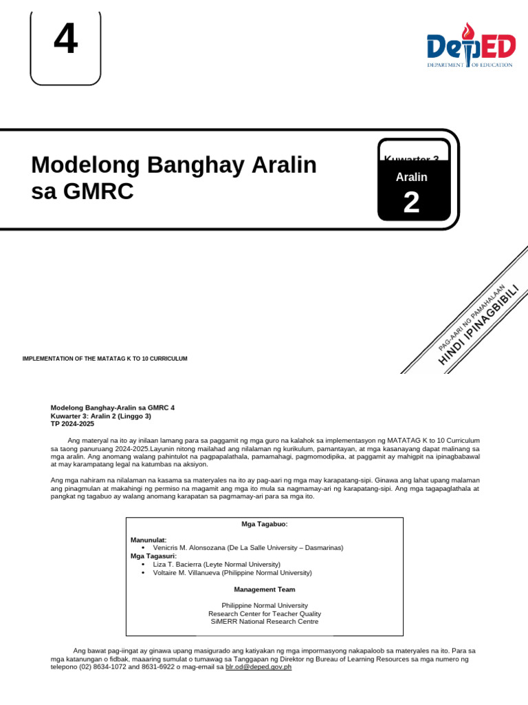 Q3 - LE - GMRC 4 - Lesson 2 - Week 3 | PDF