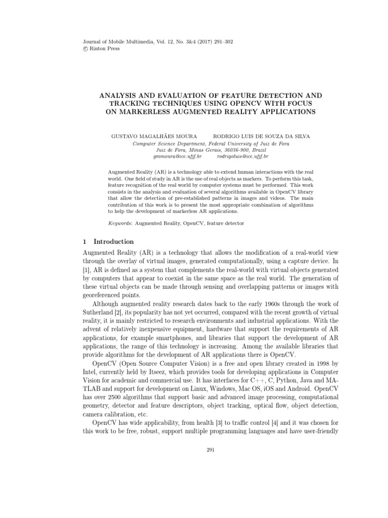 Opencv Pdf Augmented Reality Computer Vision