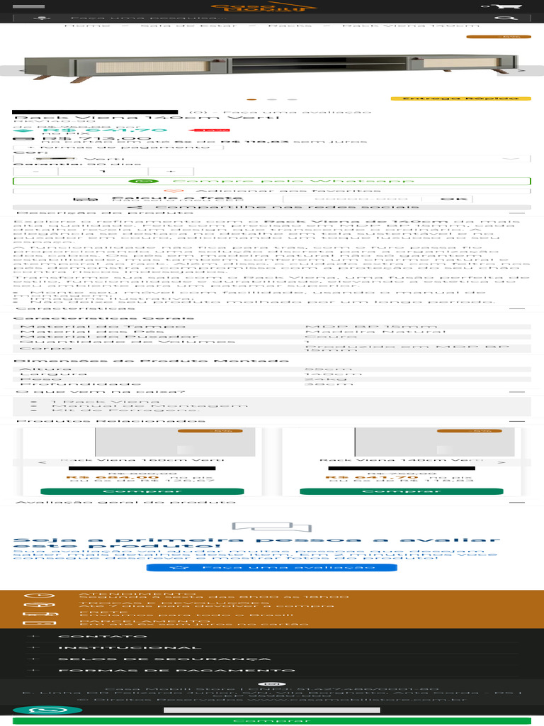 Rack Viena 140cm Verti - Casa Mobili Store | PDF