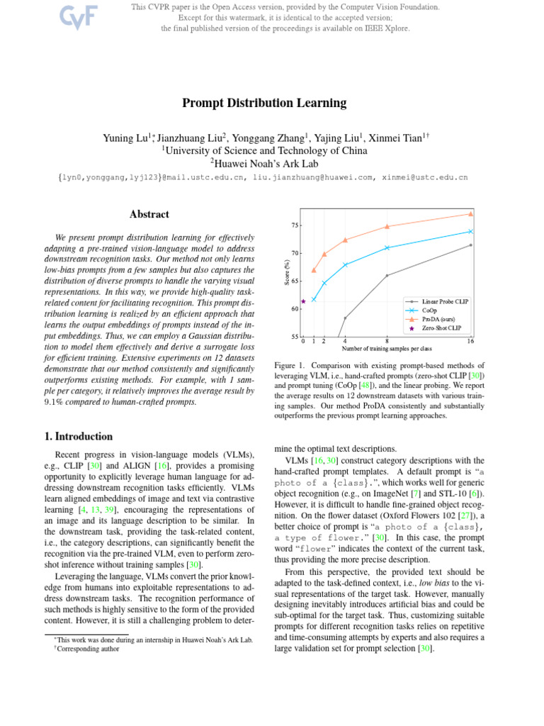 Lu Prompt Distribution Learning CVPR 2022 Paper | PDF