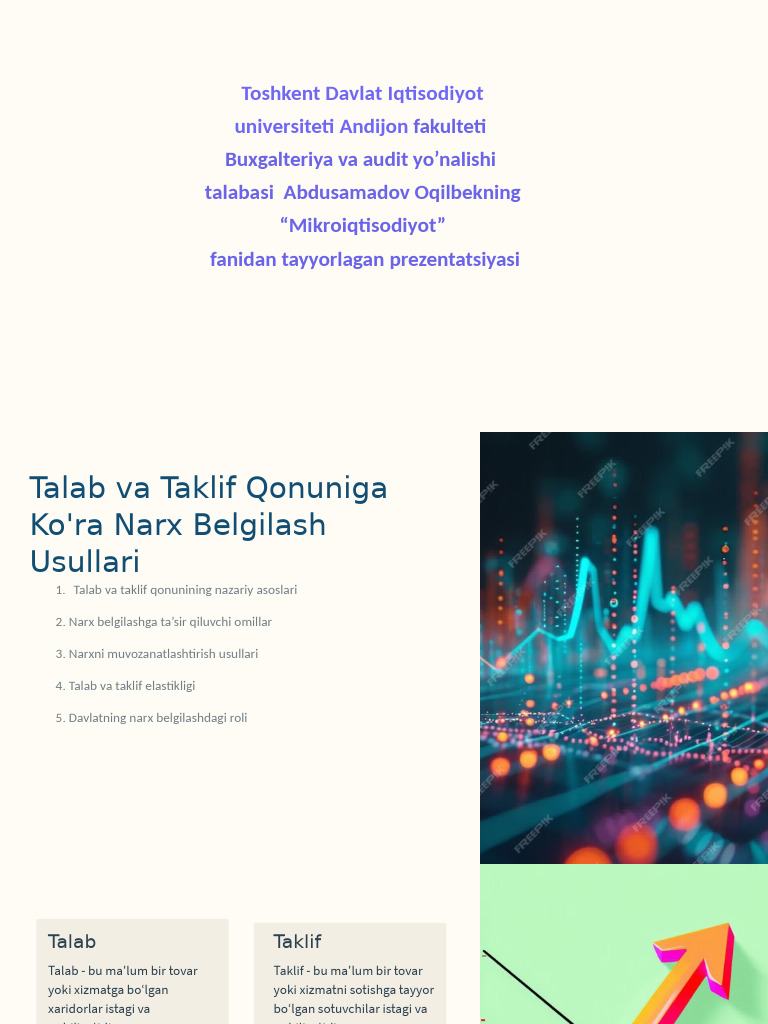 Talab Va Taklif Qonuniga Kora Narx Belgilash Usullari | PDF