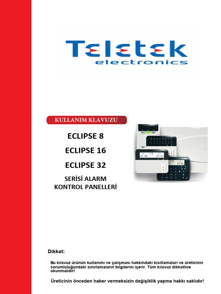 Teletek Alarm Panelleri Genel Kullanm Klavuzu | PDF