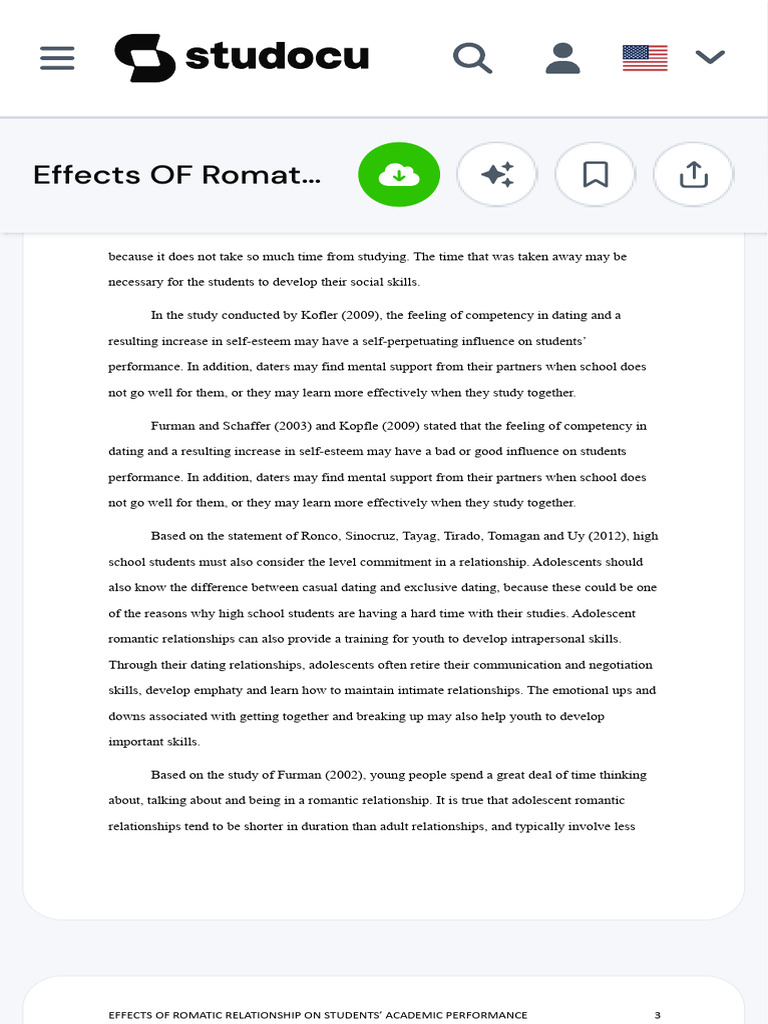 Effects OF Romatic Relationship ON Students Academic Performance - INTRODUCTION Background of ...