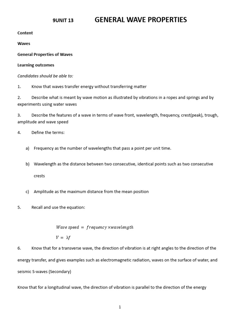 General Wave Properties | PDF | Waves | Wavelength