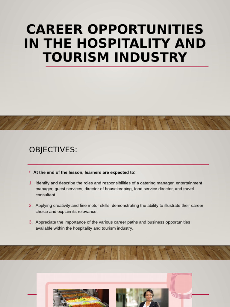 Career Opportunities in The Hospitality and Tourism Industry | PDF ...