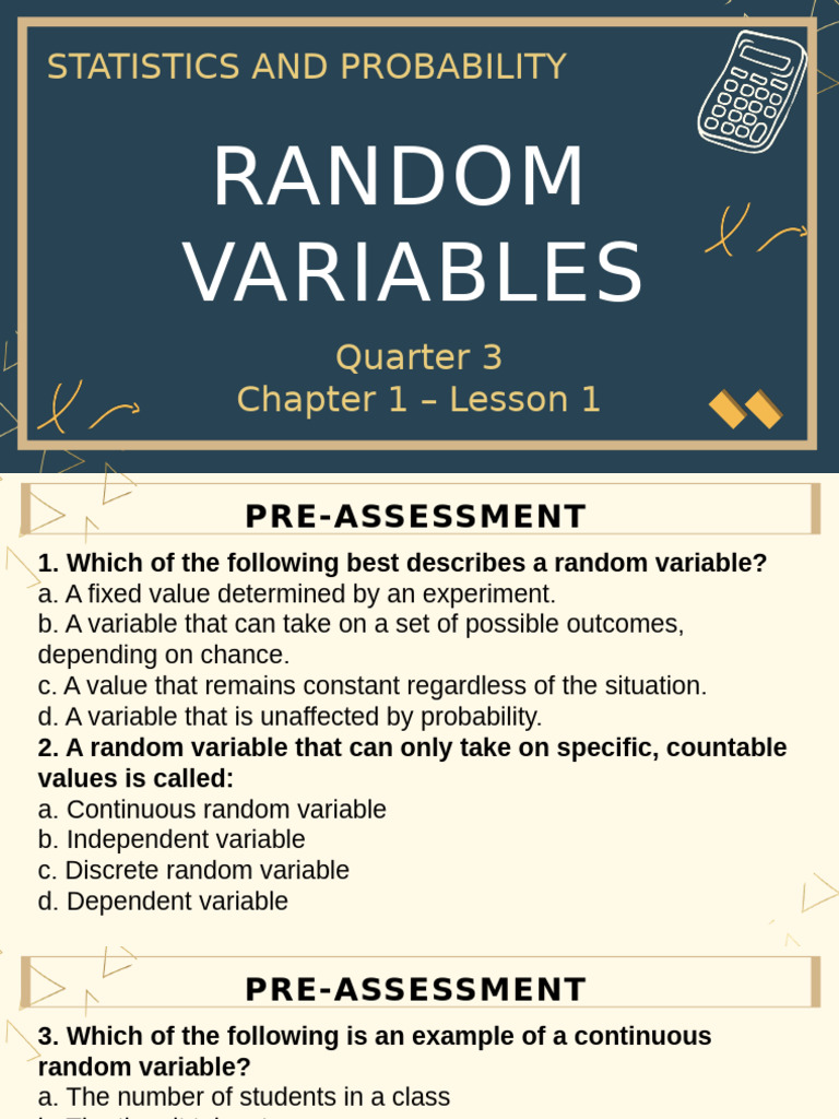 Chapter 1 Lesson 1 | PDF | Probability Distribution | Random Variable