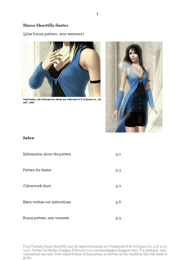 Rinoa Heartilly Duster | PDF | Knitting | Gauge (Knitting)