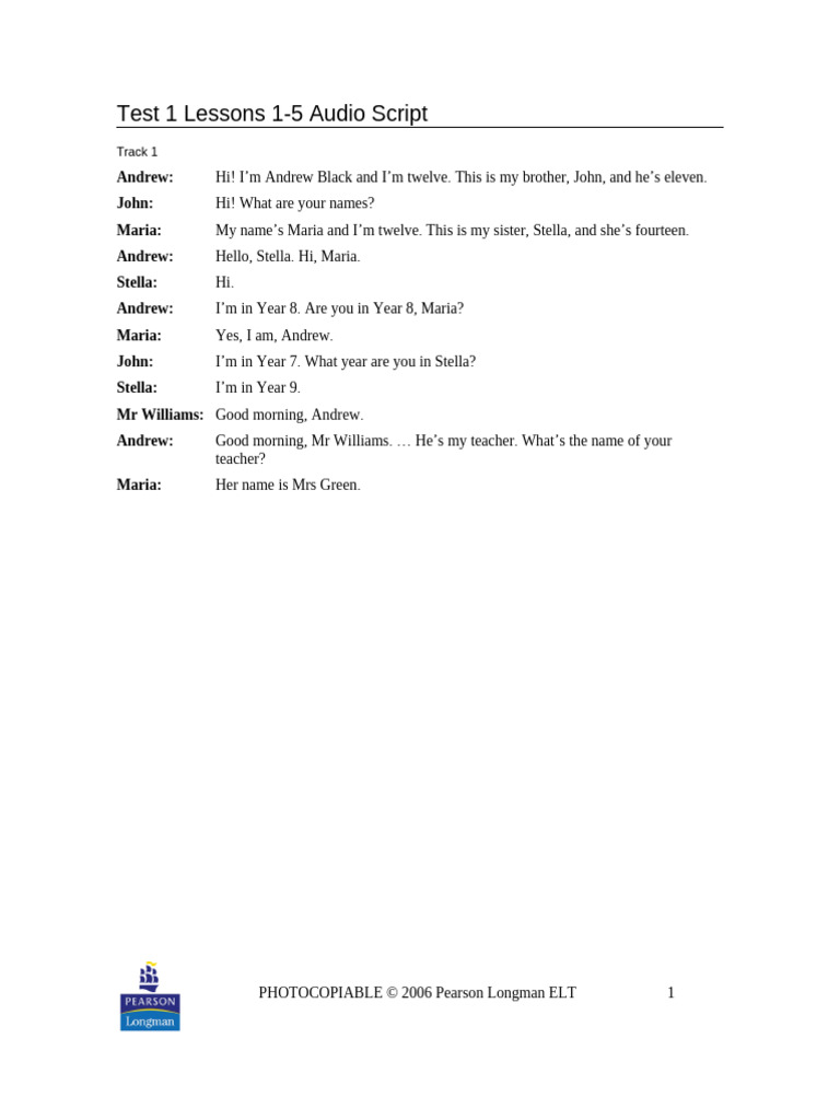Audio Script for Lessons 1-5 | PDF