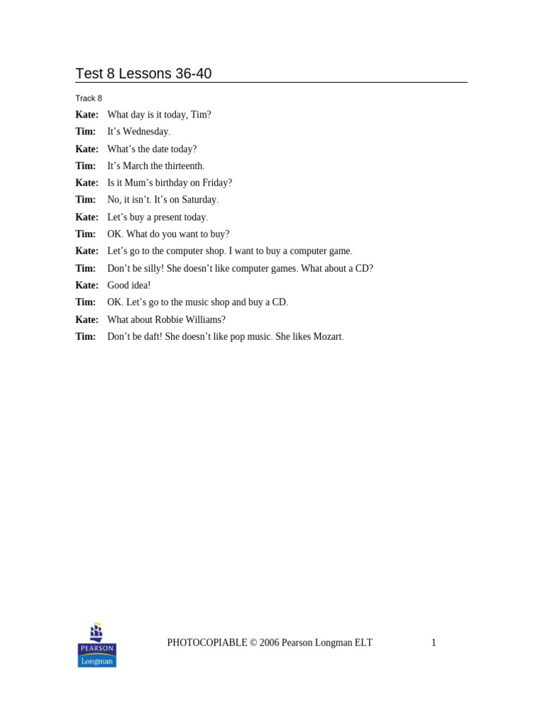 Test 8 Audio Scripts | PDF