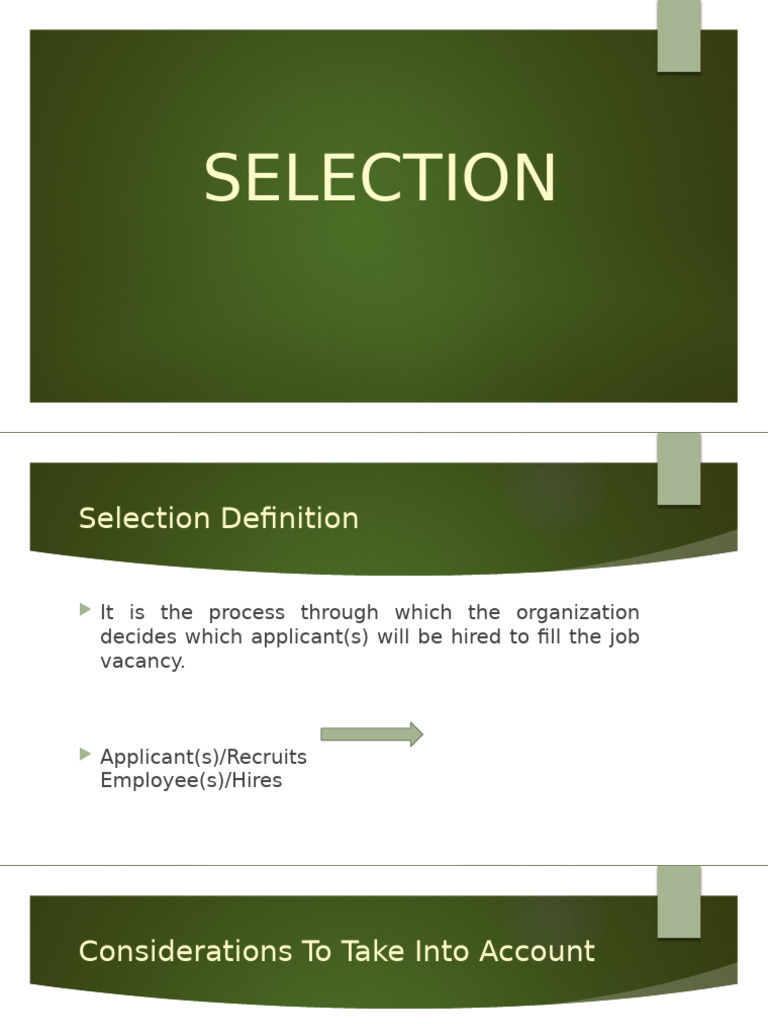 Selection | PDF | Recruitment | Business
