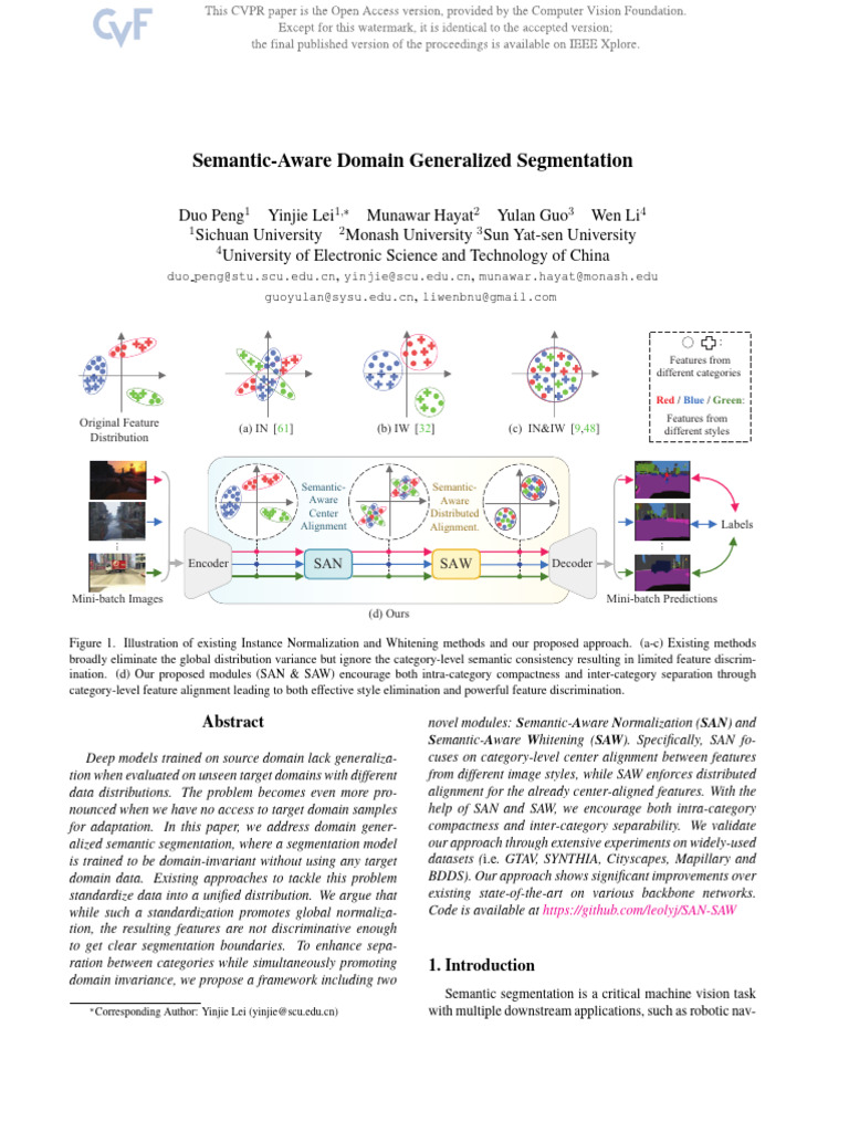 Peng_Semantic-Aware_Domain_Generalized_Segmentation_CVPR_2022_paper | PDF | Image Segmentation ...