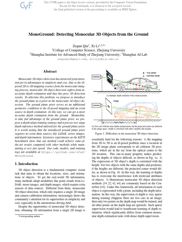 MonoGround: Monocular 3D Object Detection | PDF | Lidar