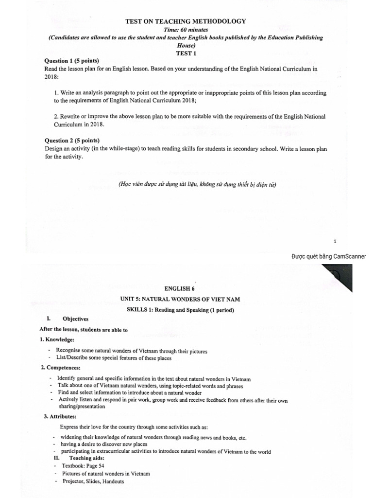 Đề thi PP dạy học TA THCS | PDF