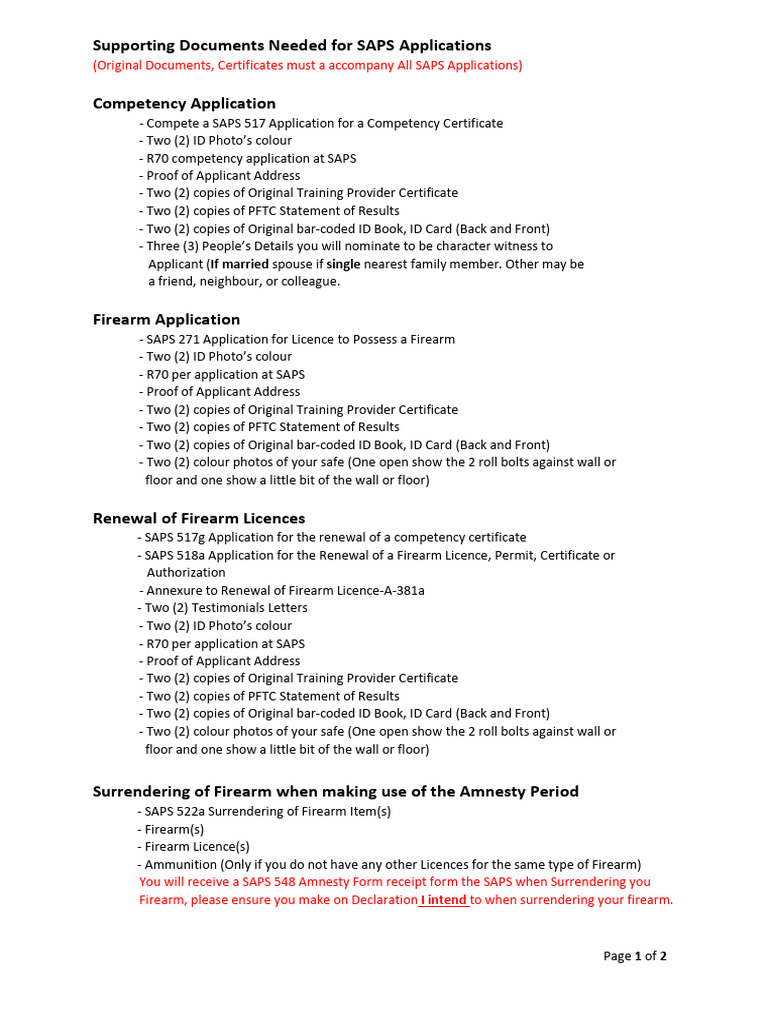 SAPS Application Document Requirements | PDF | Identity Document ...