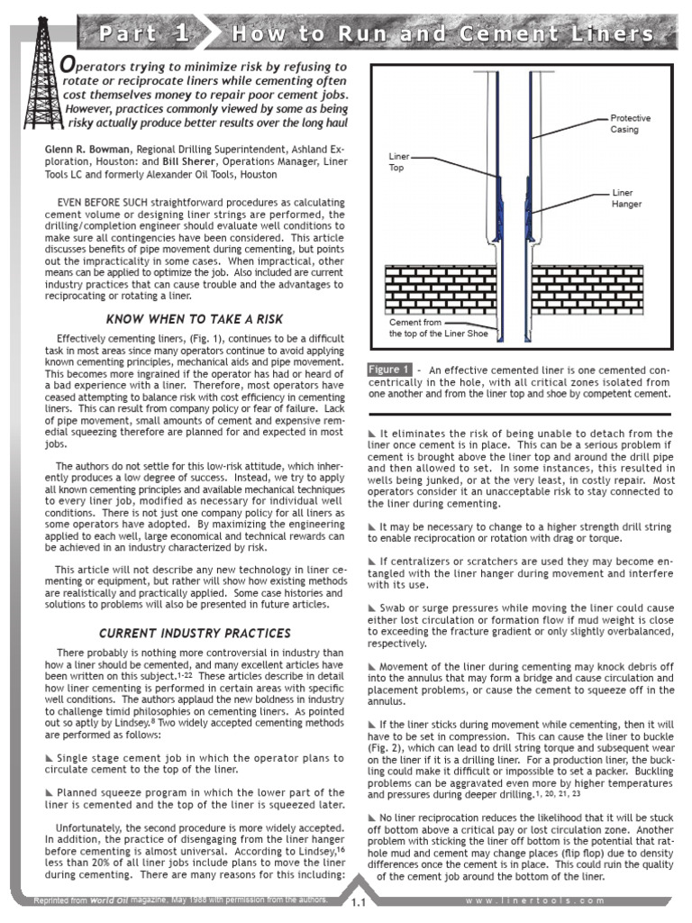how_to_run_and_cement_liners_part_1[1] | PDF | Casing (Borehole ...