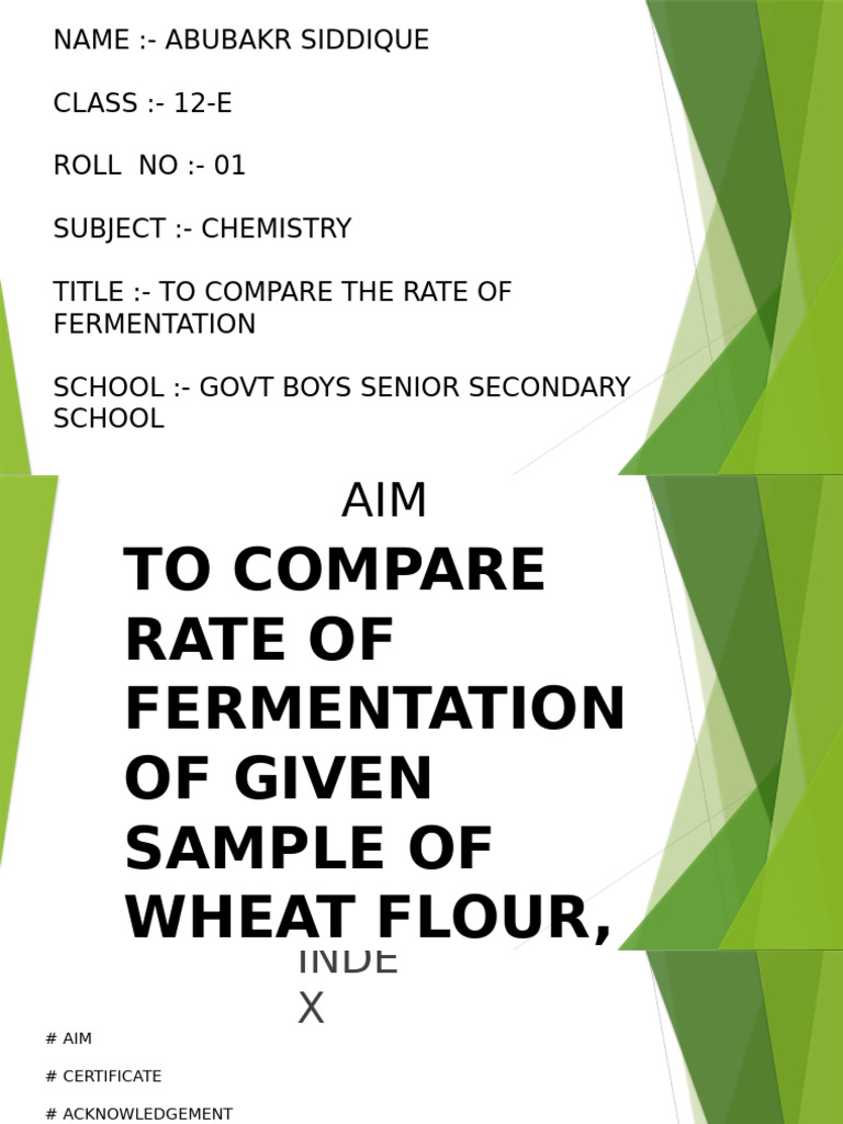 Rate of Fermentation in Flours Study | PDF | Fermentation ...